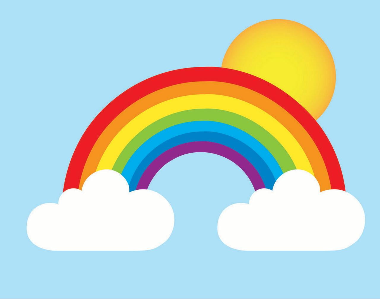 Colorful Rainbow With Puffy Clouds 20"X20" - Kids Children's Boy Girl ...