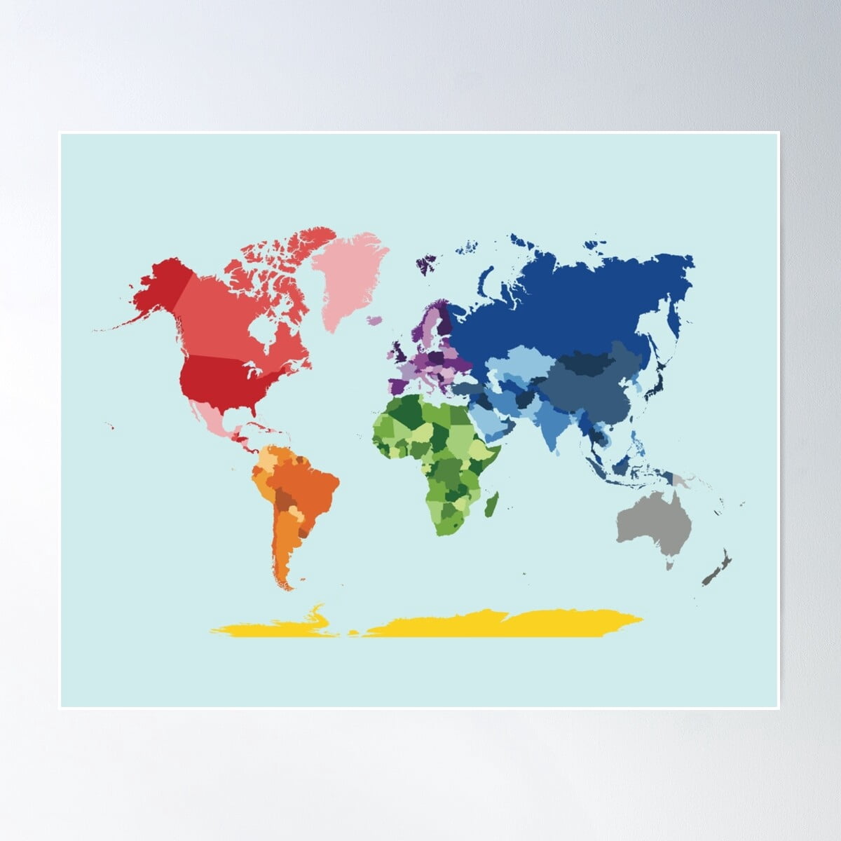 Colorful Rainbow World Map Poster Wall Art, Modern Wall Decor For ...