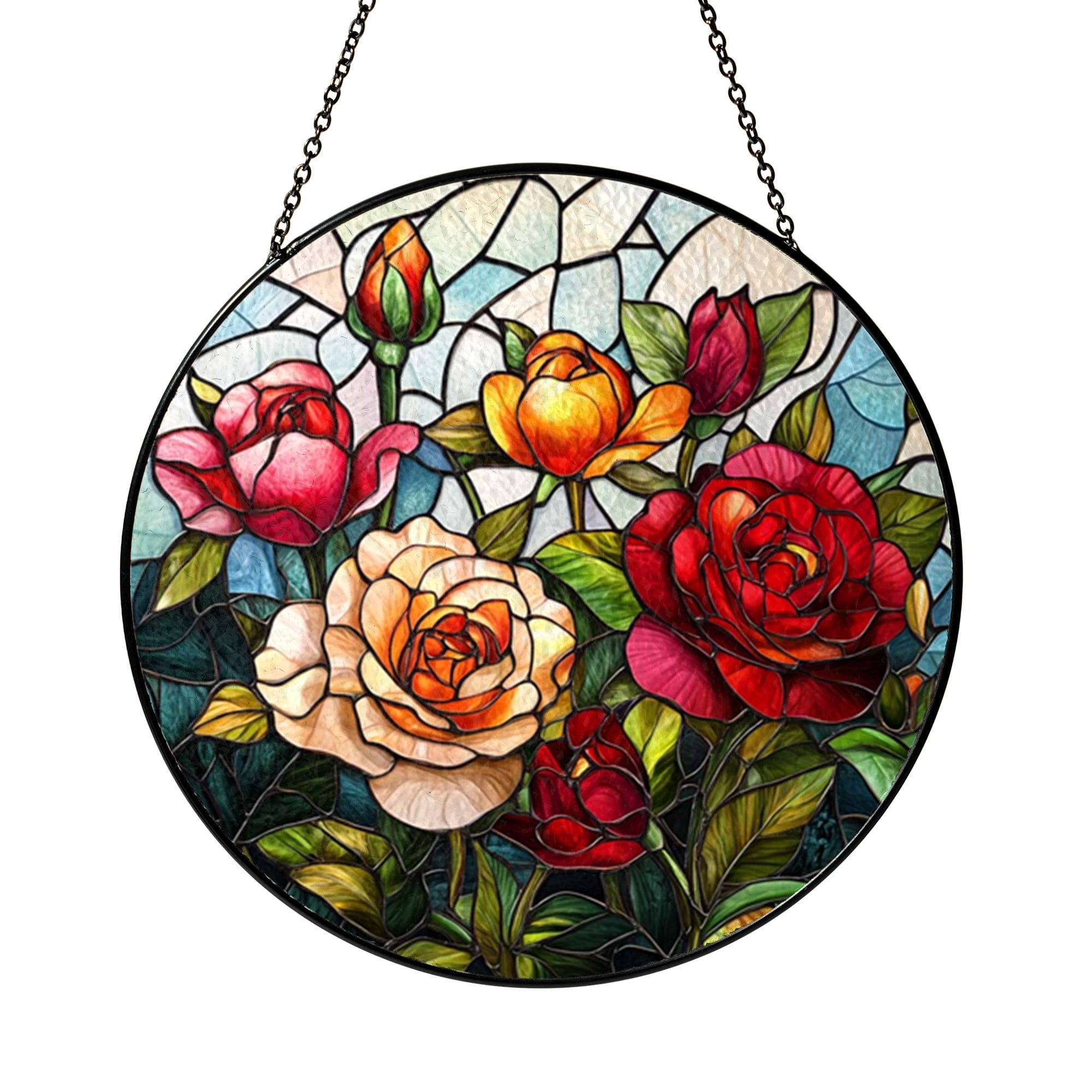 Colorful Ranunculus Stained Glass Style Suncatcher – Home Decor ...