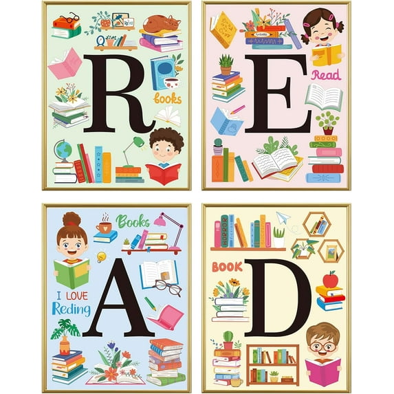 Colorful Reading Canvas Posters | Reading Corner Decor for Classroom ...
