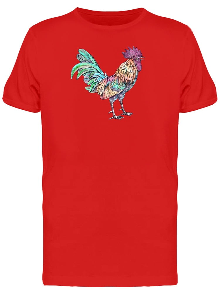 Colorful Realistic Rooster T-Shirt Men -Image by Shutterstock, Male ...