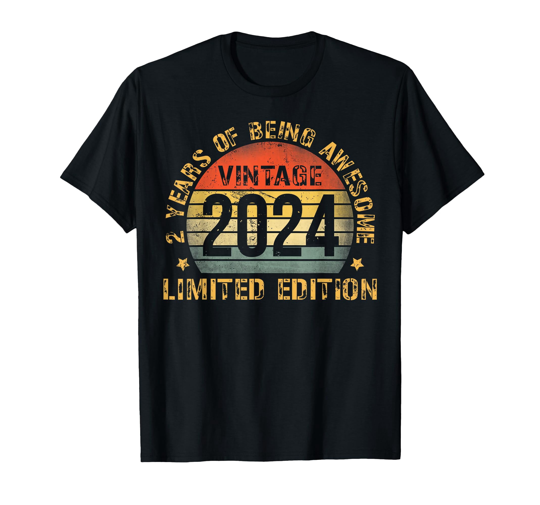 Colorful Retro 2nd Birthday T-Shirt for - 2 Years of Being Awesome ...
