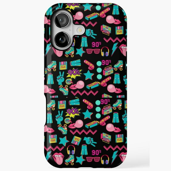 Colorful Retro 90s Pattern Aesthetic Tough iPhone Case with iPhone 11 ...