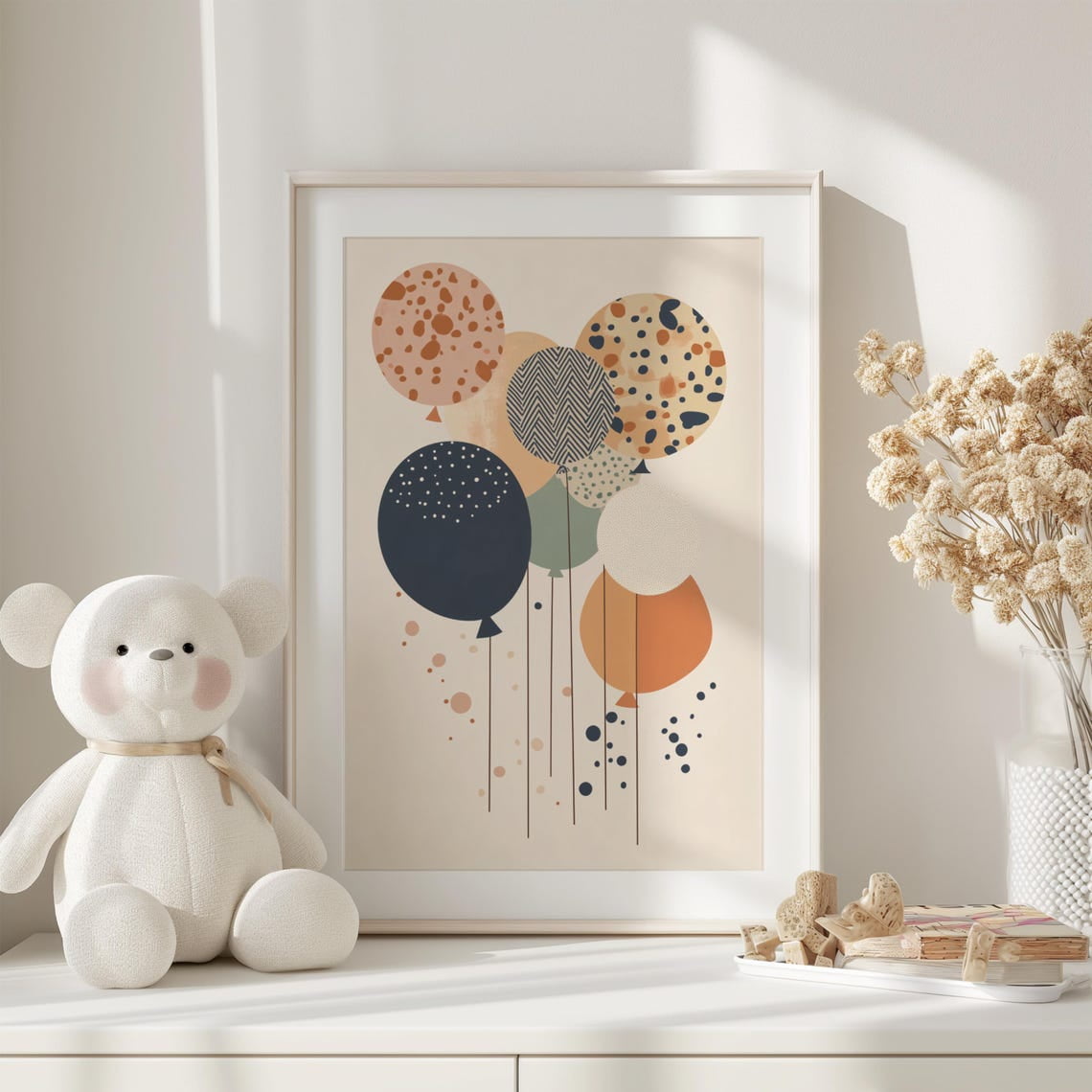 Colorful Retro Balloons Print, Kids Room Balloon Decor, Nursery Wall ...