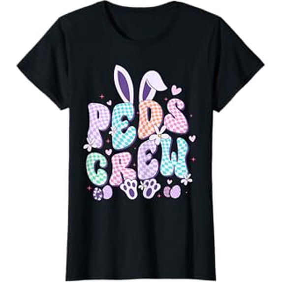 Colorful Retro Bunny Easter Day Pediatric Nurse RN T-Shirt for Fun ...