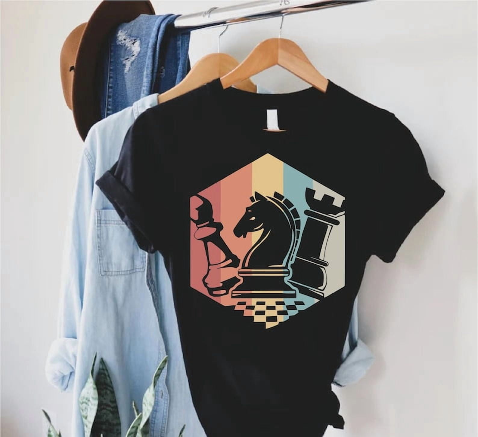 Colorful Retro Chess Shirt, Vintage Chess Pieces Shirt, Knight Bishop ...