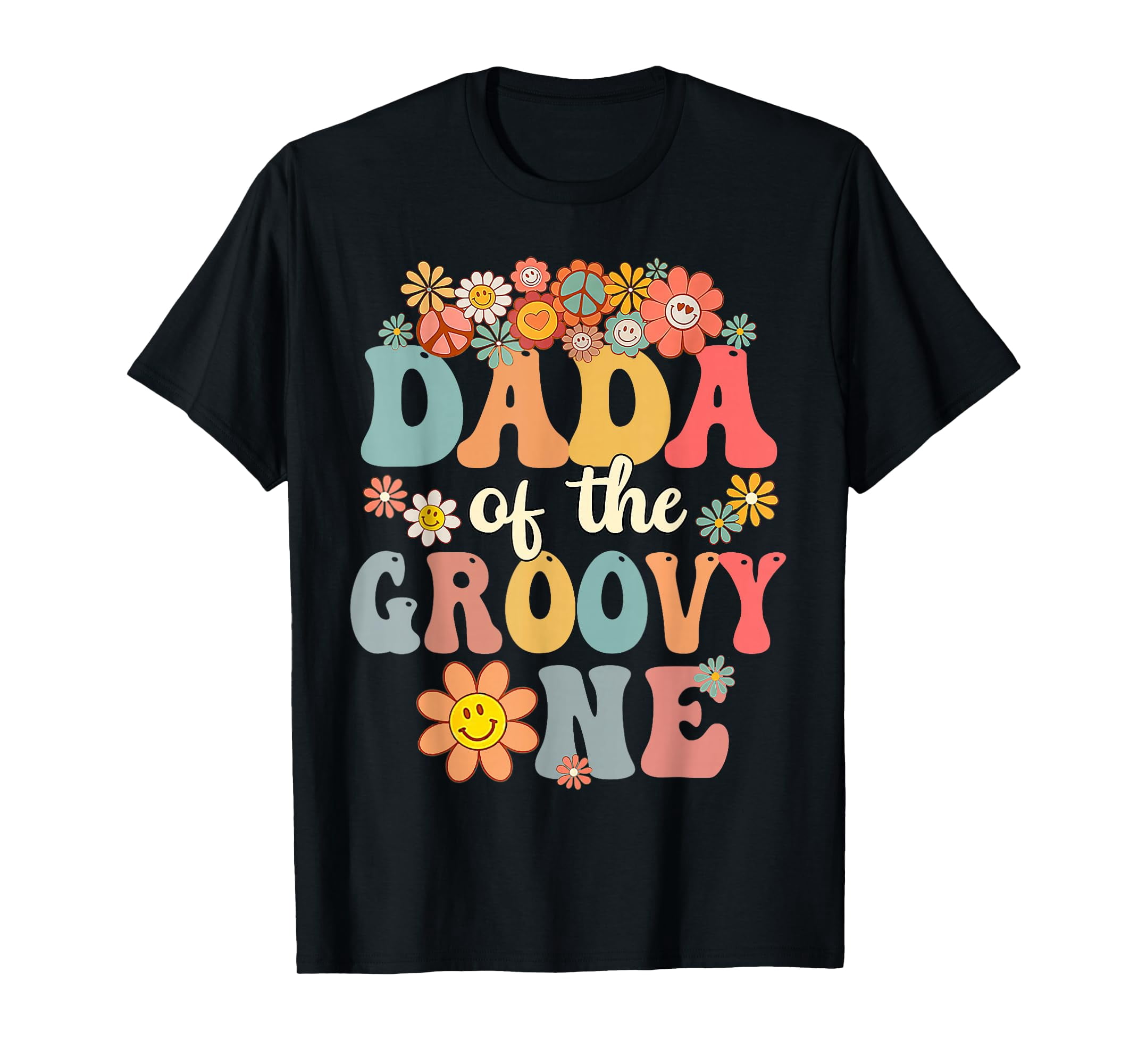 Colorful Retro Floral Design T-Shirt for Groovy One Matching Family 1st ...