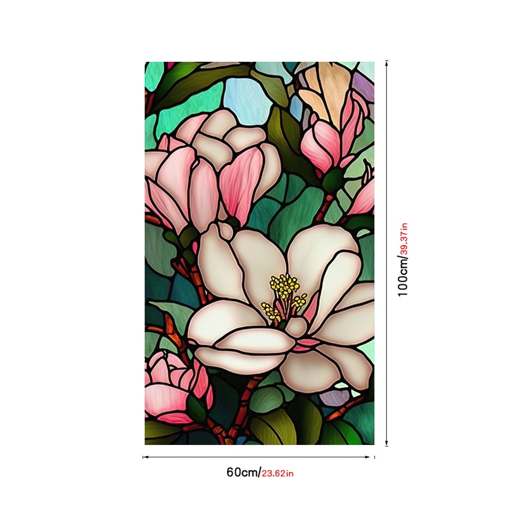 Colorful Retro Floral Privacy Window Film Removable Uv Blocking Heat ...
