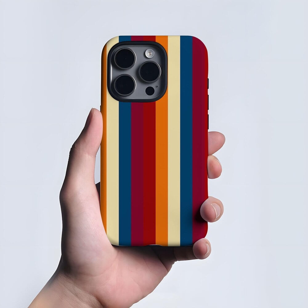 Colorful Retro Minimalist Striped Phone Case for iPhone 11-17 Pro Max ...