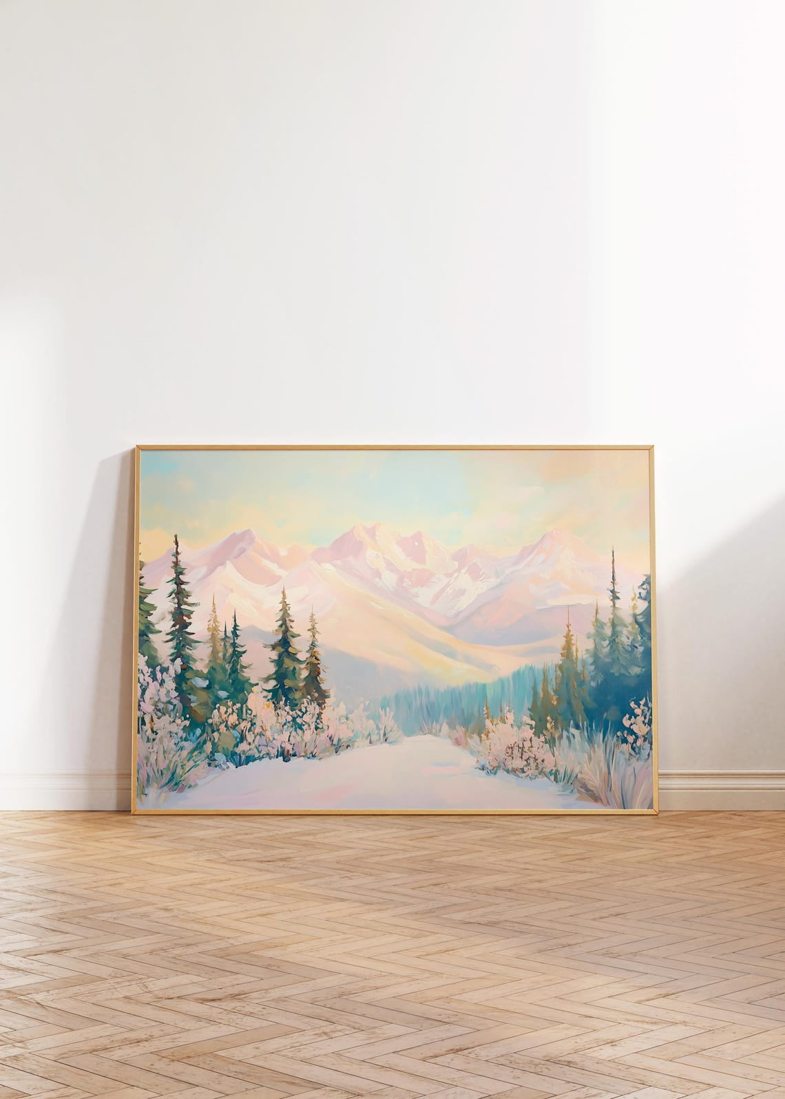 Colorful Retro Mountain Decor, Vibrant Winter Scenery Print, Classic ...