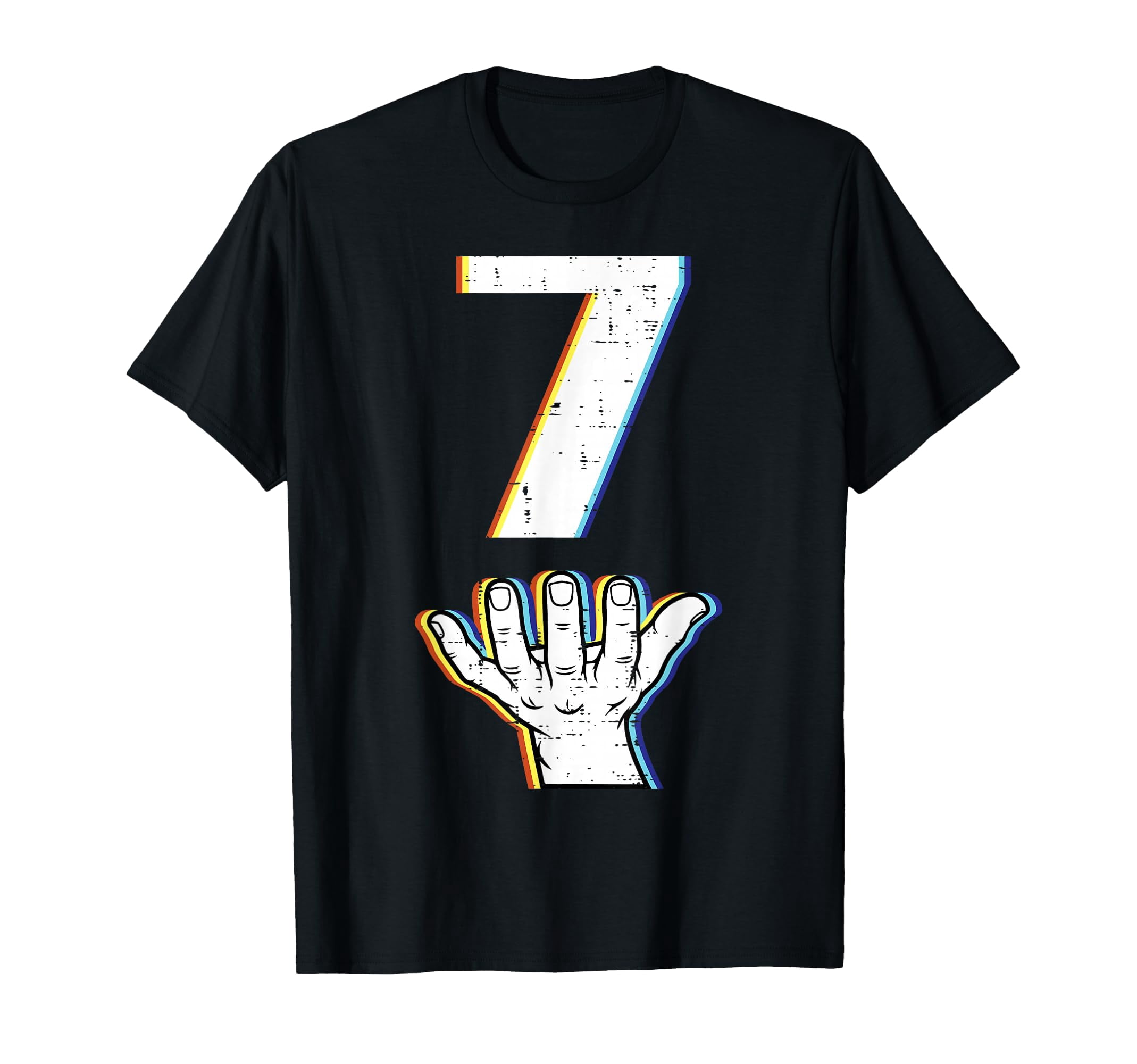 Colorful Retro Number 7 Hand Illustration T-Shirt for Fun Halloween ...