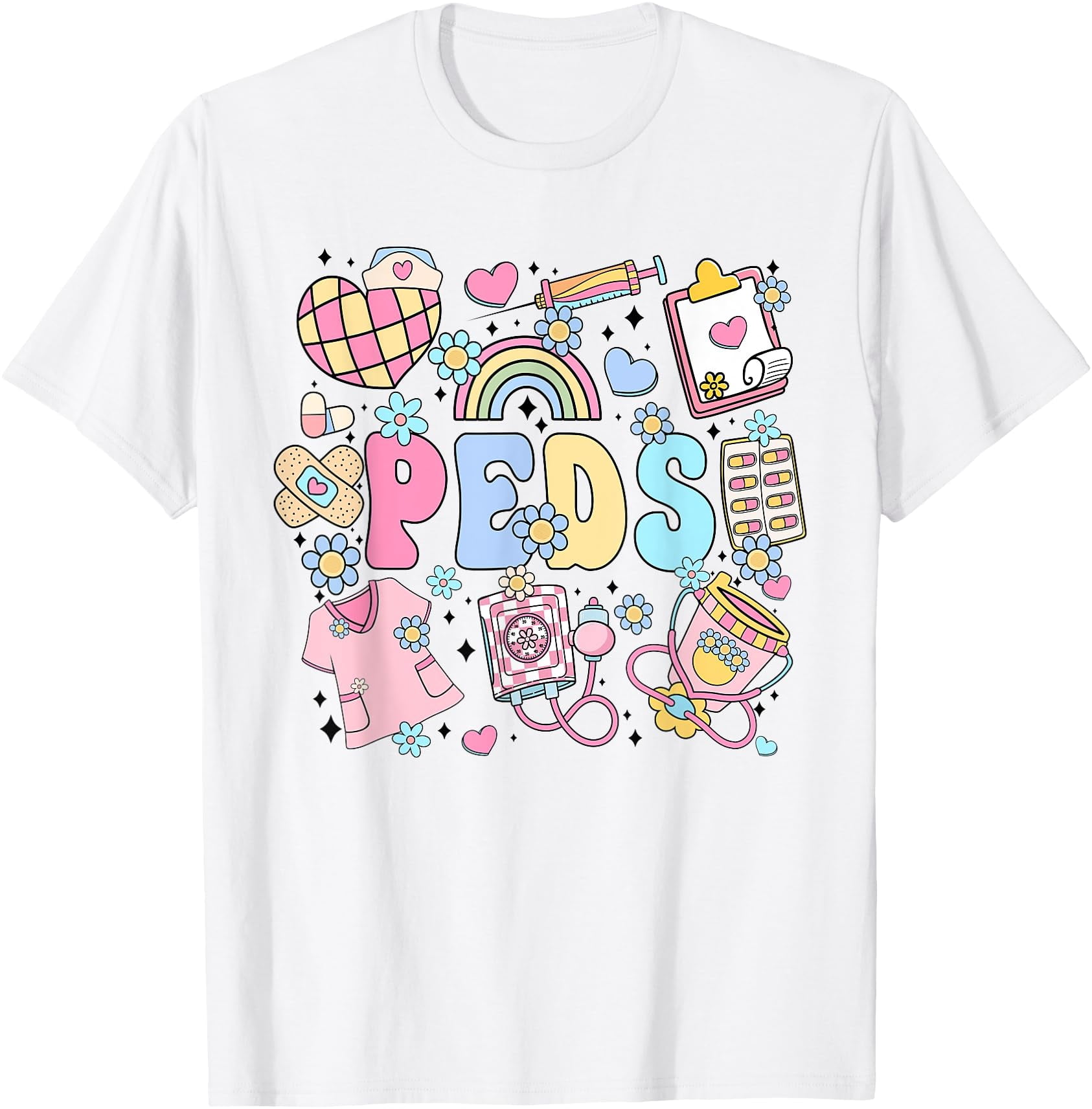 Colorful Retro Pediatric Nurse Practitioner T-Shirt for Fun and ...