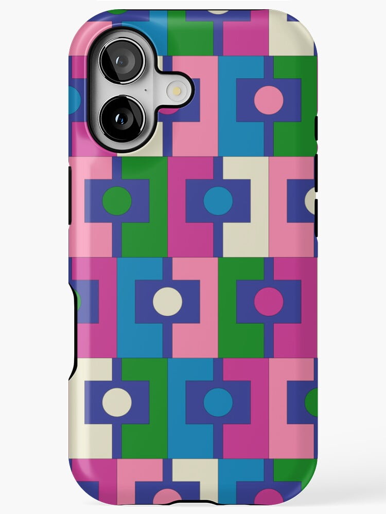 Colorful Retro Pop Modern Geometric Art iPhone Case 11 12 13 14 15 16 ...
