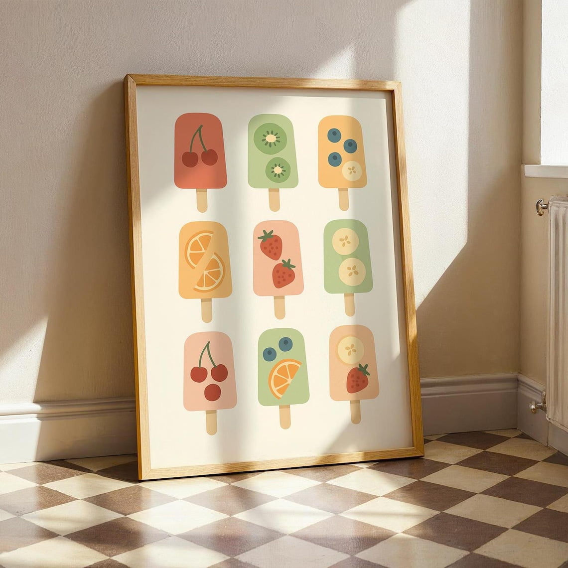 Colorful Retro Popsicle Mid Century Kids Wall Art Fun Fruit Ice Cream ...