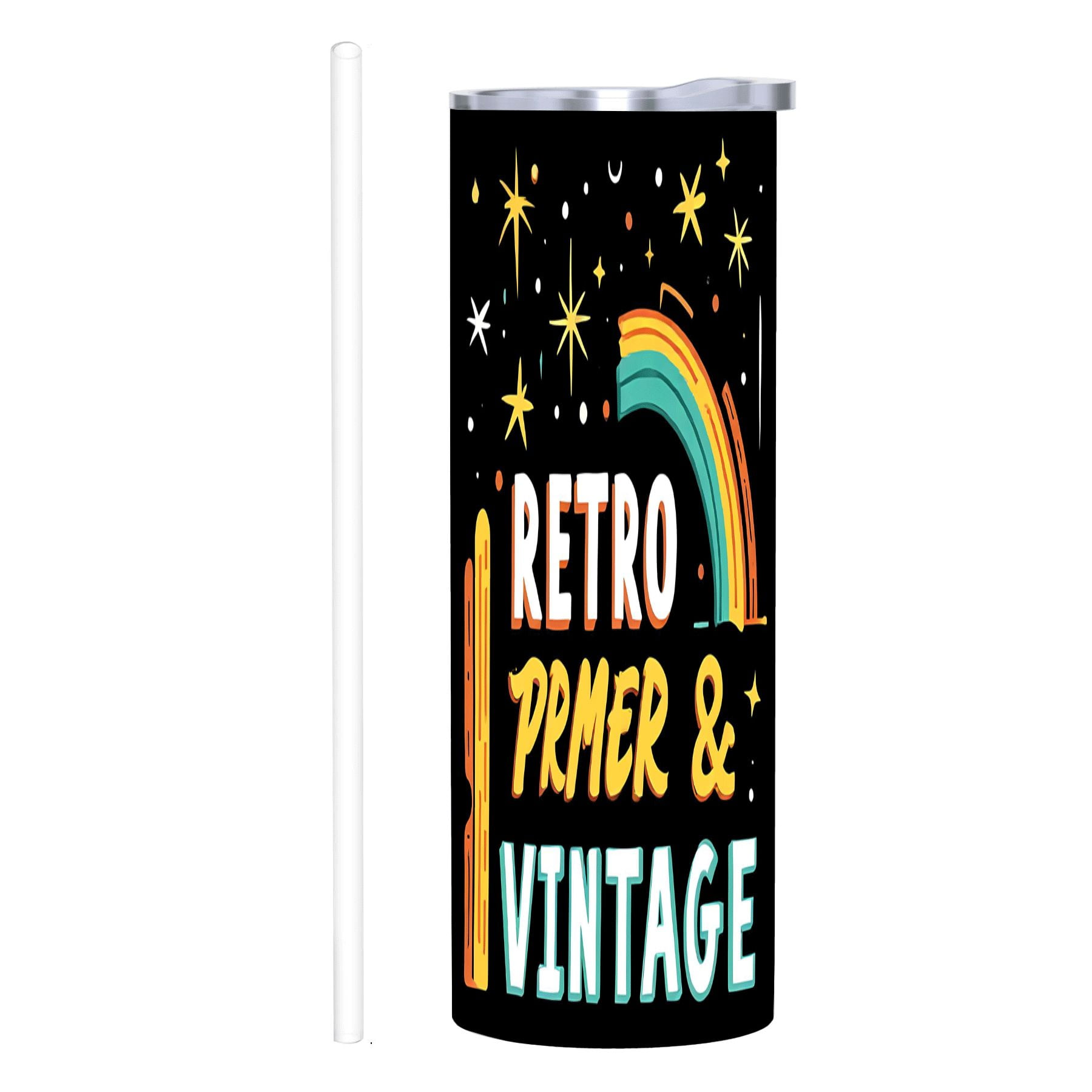 Colorful Retro Primer & Vintage Design 20 oz Stainless Steel Insulated ...