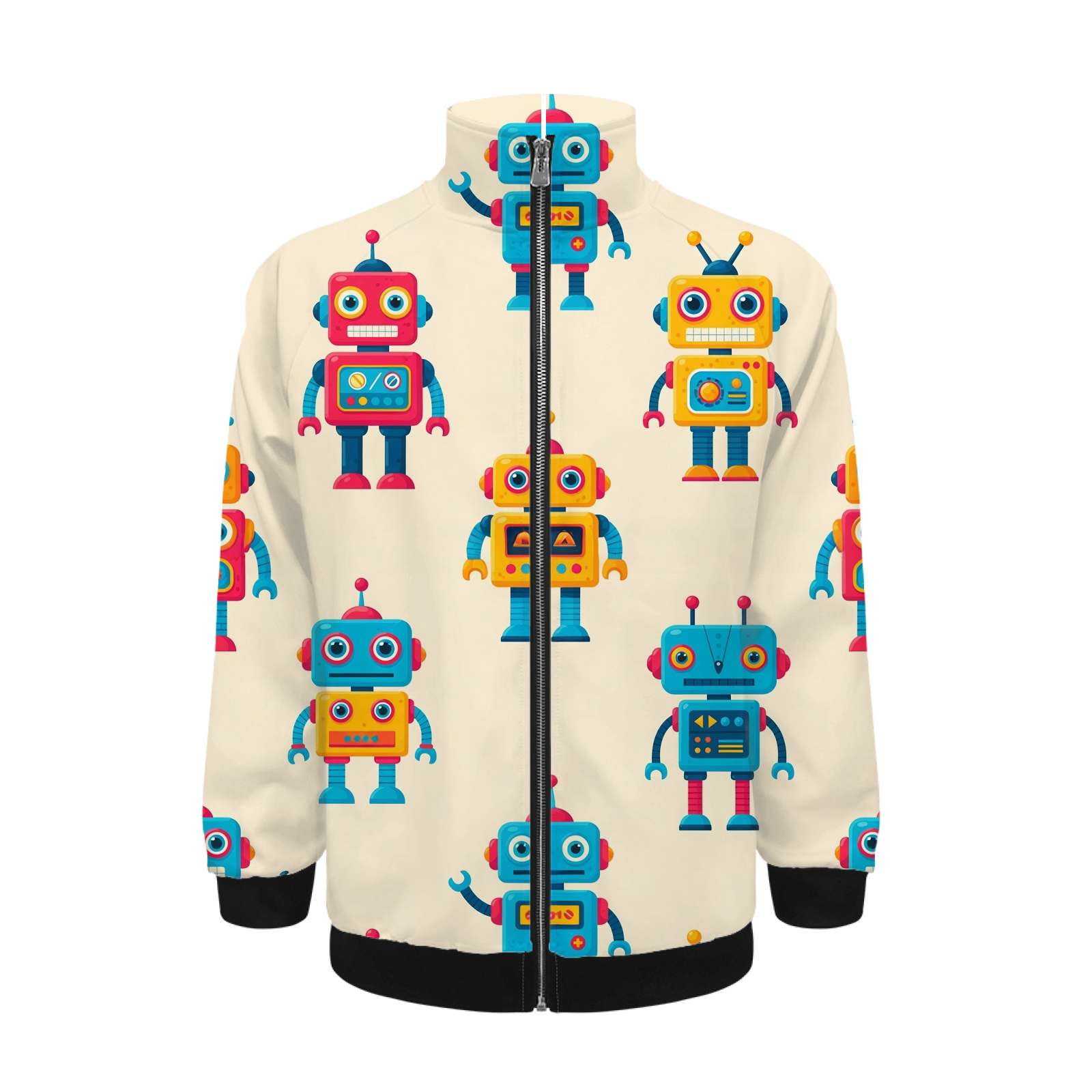 Colorful Retro Robot Pattern Jacket Men's Street Cool Long Sleeves Coat ...
