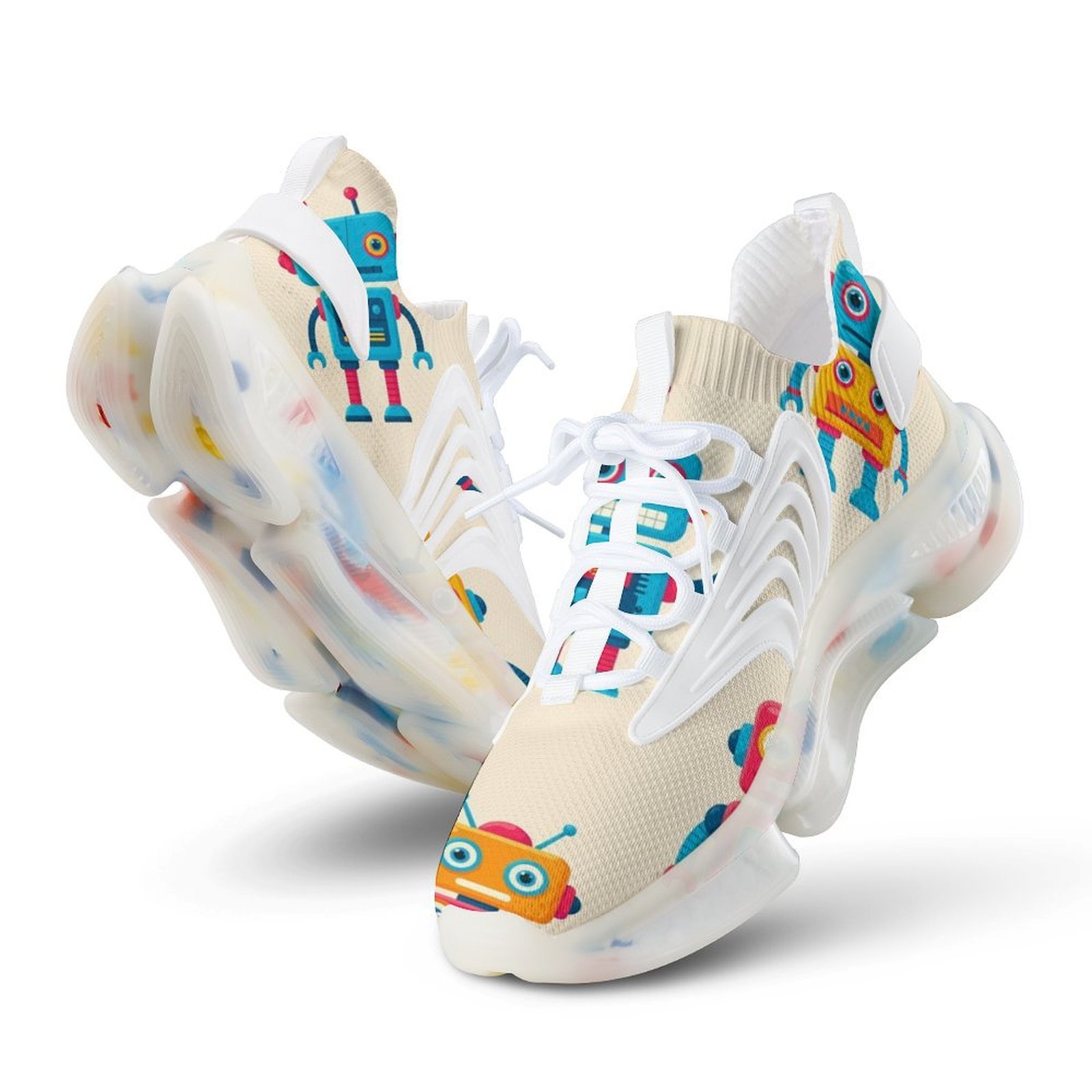 Colorful Retro Robot Pattern Walking Shoes for Men Woman Lightweight ...