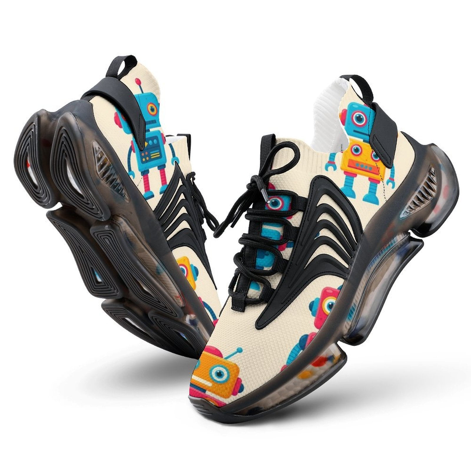 Colorful Retro Robot Pattern Walking Shoes for Men Woman Lightweight ...