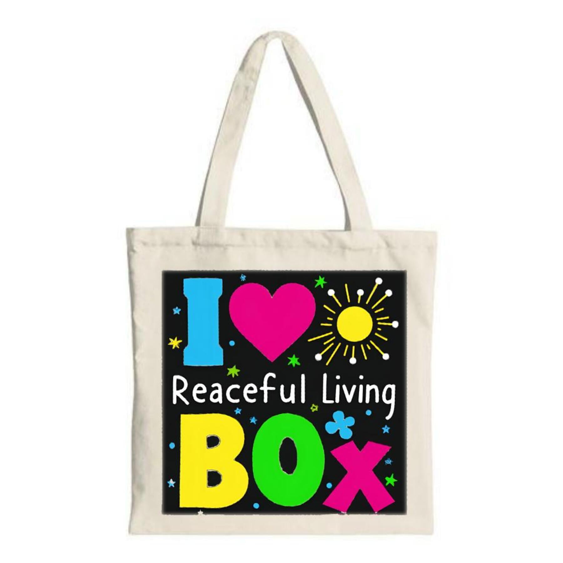 Colorful Reusable Canvas Grocery Shopping Bag - Black Background with ...