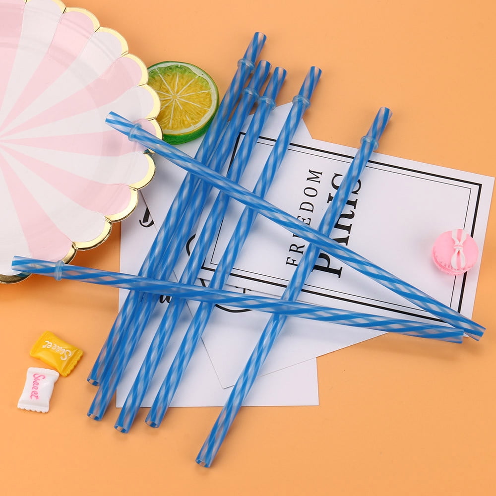 Colorful Reusable Hard Plastic Stripe Drinking Straws Party Decoration ...