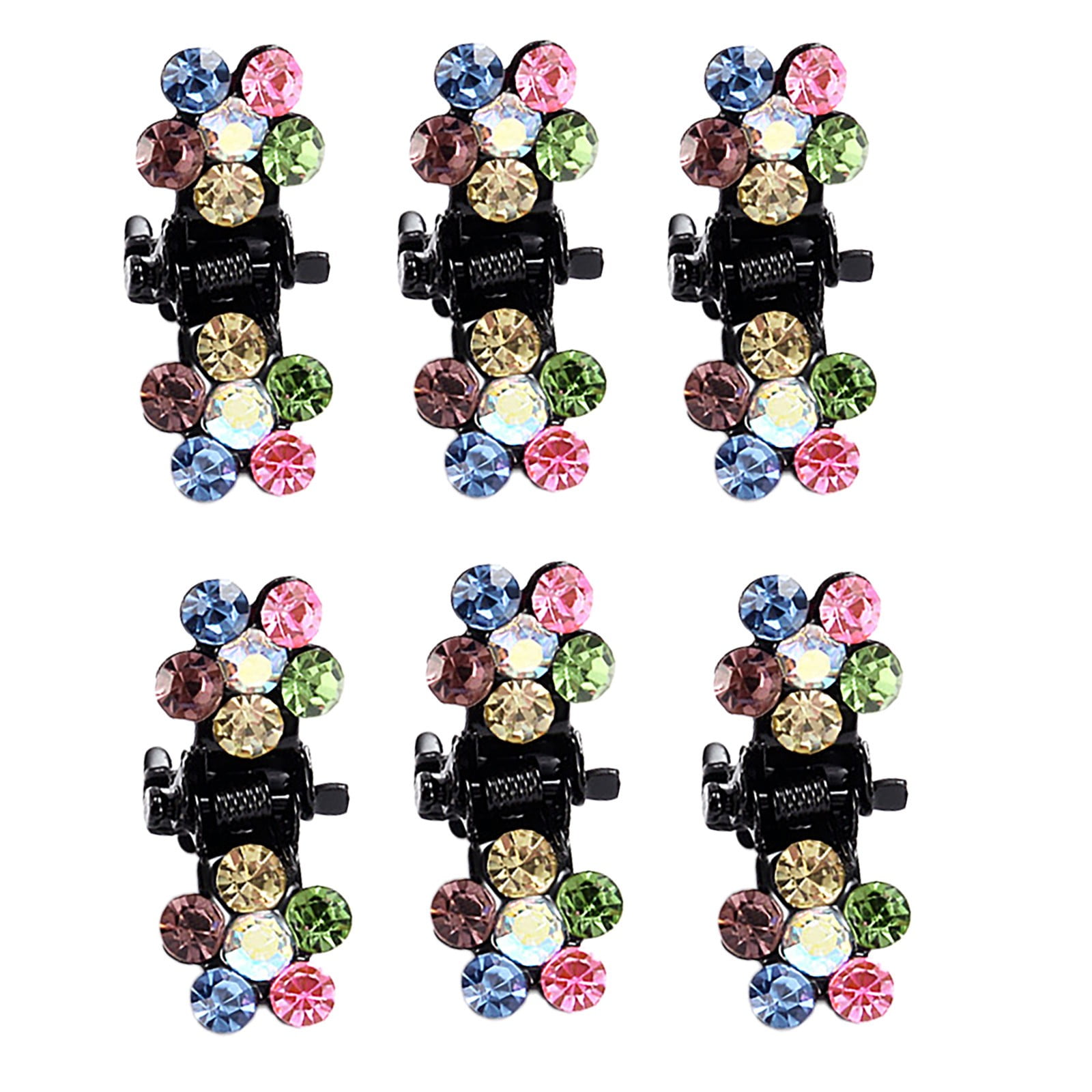 Colorful Rhinestone Small Flower Claw Clips - 6 Pieces - Hair Claw ...