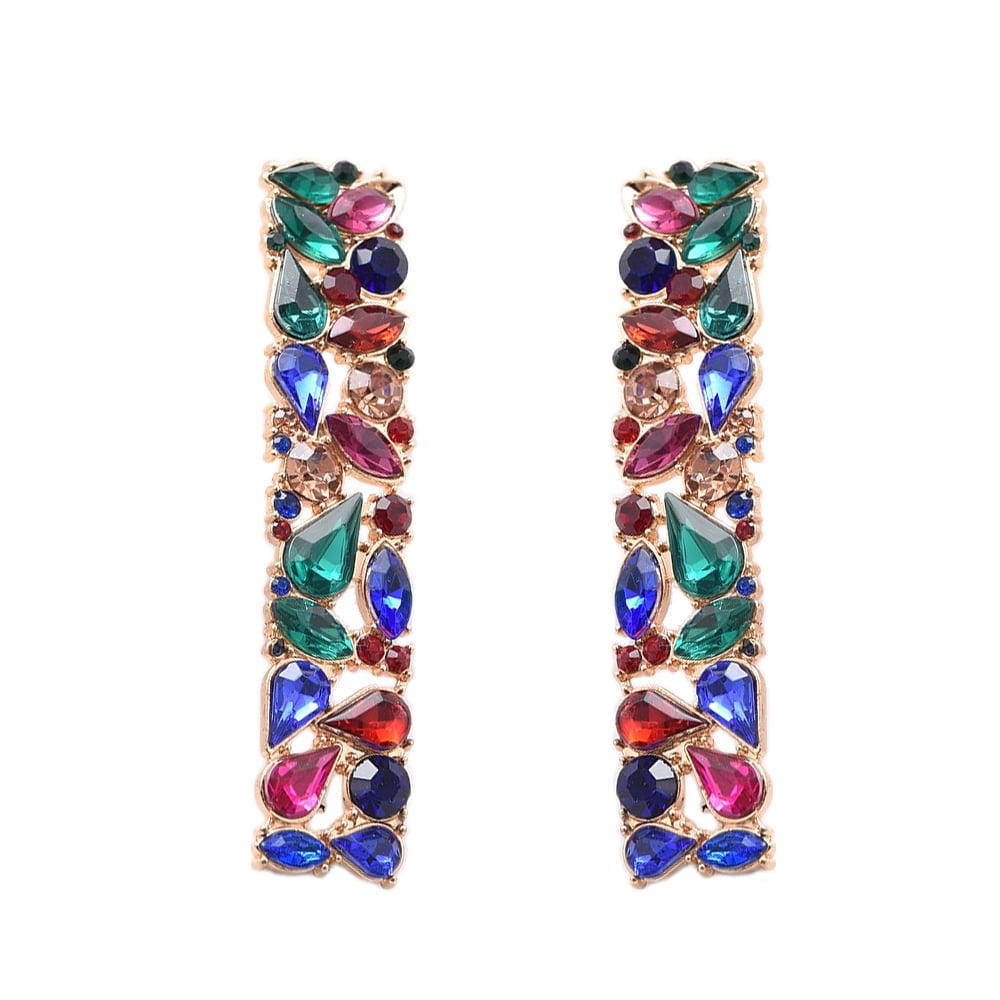 Colorful Rhinestone Square Dangle Drop Earrings for Women Crystal ...