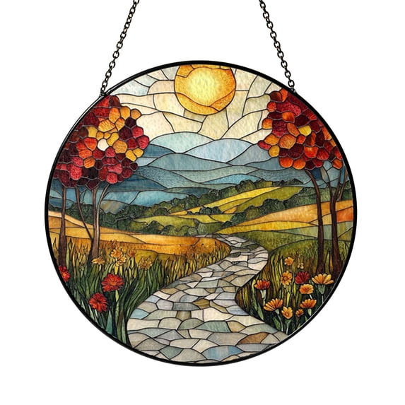 Colorful River Faux Stained Glass Window Hanging - Walmart.com