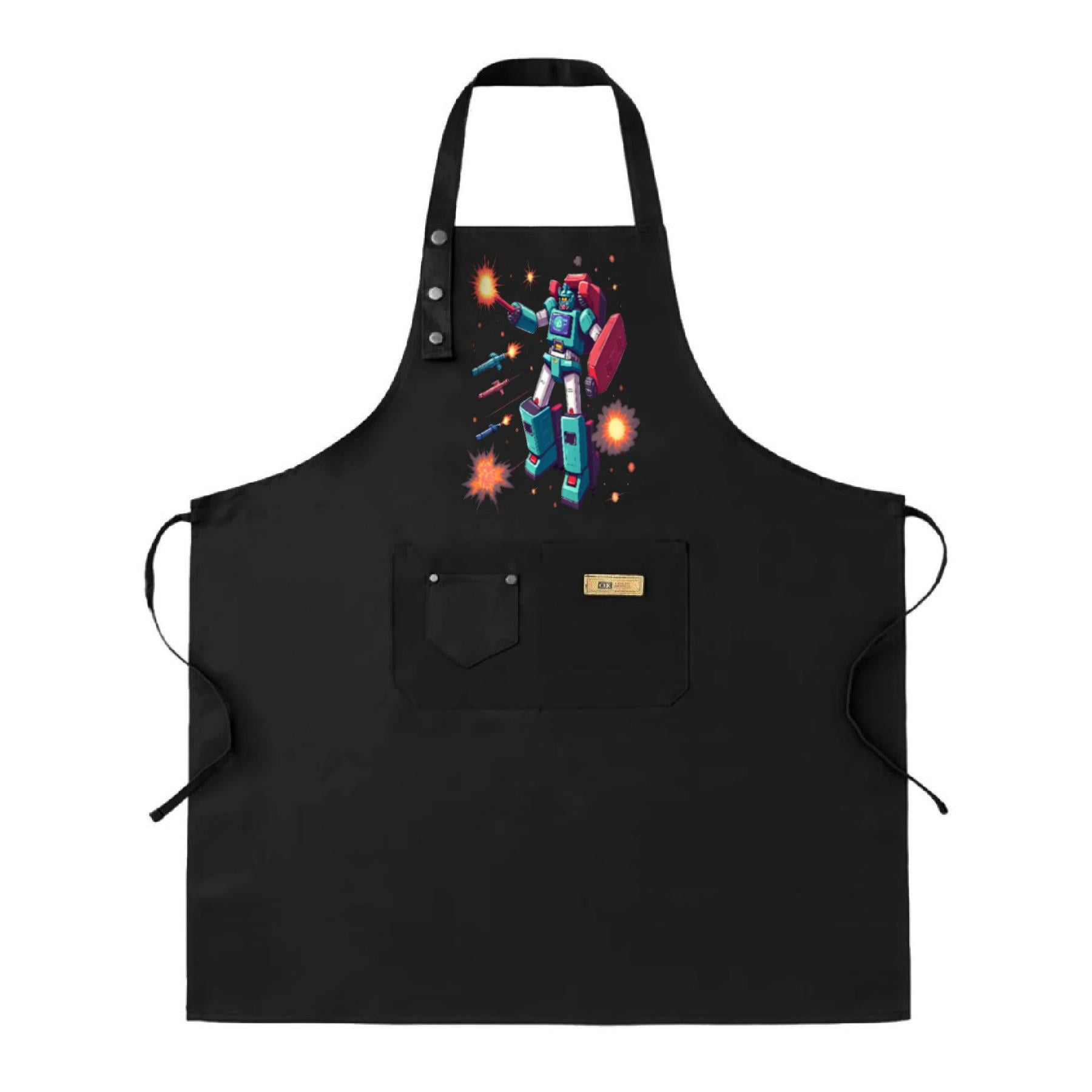 Colorful Robot Design Adjustable Bib Apron 2 Pack - Fun Cooking Apron ...