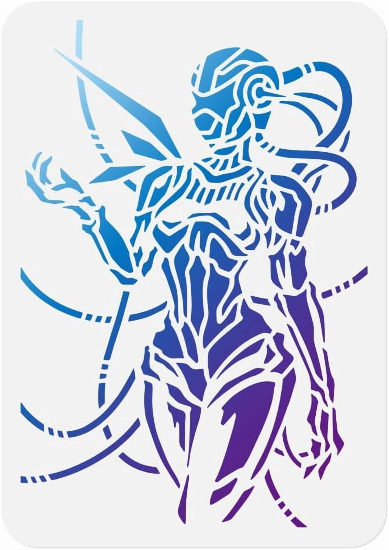 Colorful Robot Lady Wall Stencil for Painting 11.69”x8.27” Mechanical ...