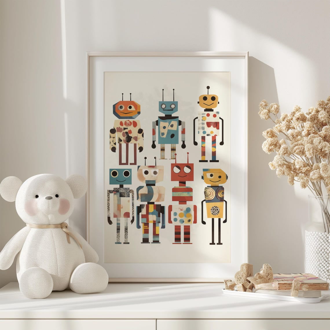 Colorful Robots Print, Kids Room Robot Decor, Nursery Wall Art ...