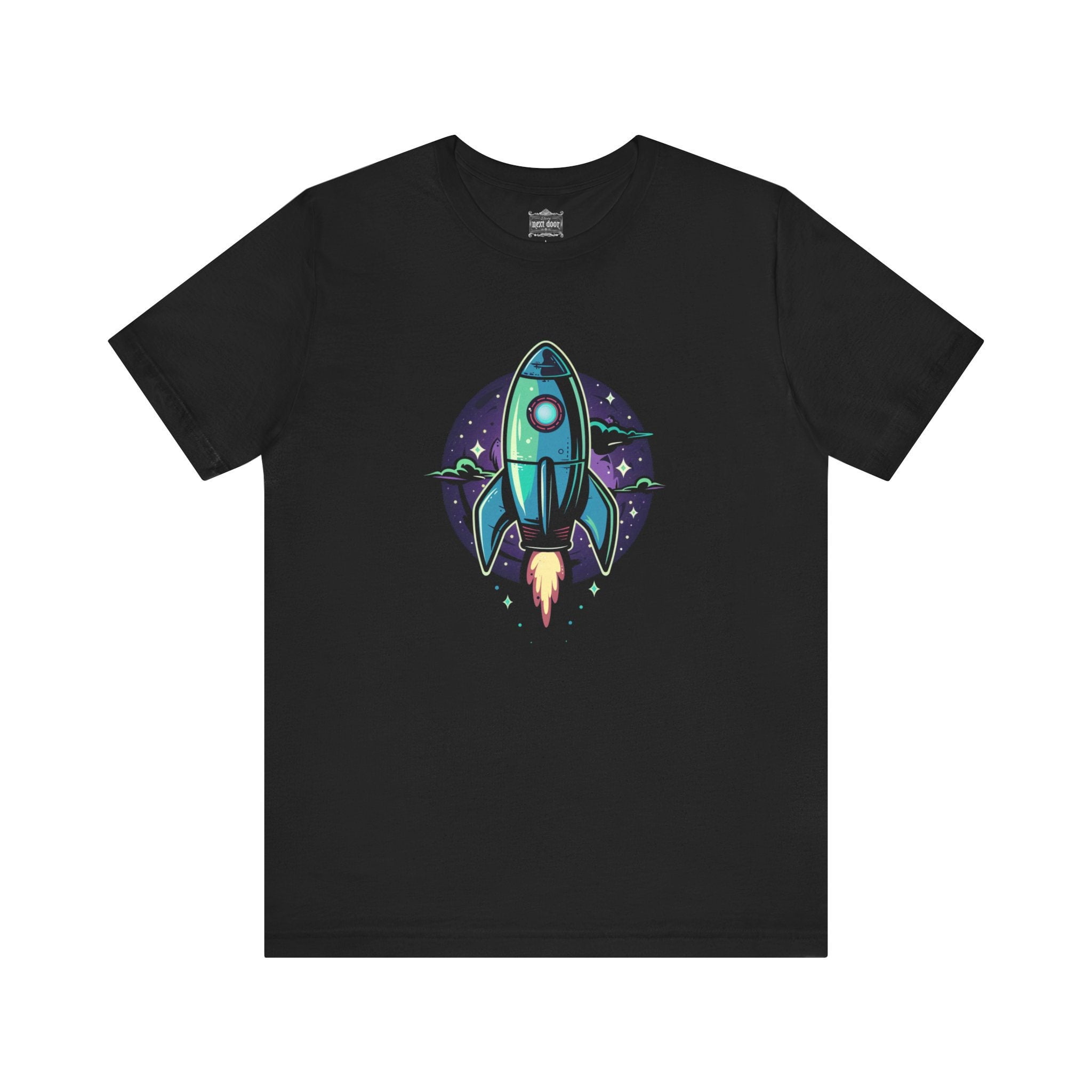 Colorful Rocket Ship Space Galaxy Print T-Shirt for Astronaut Theme ...