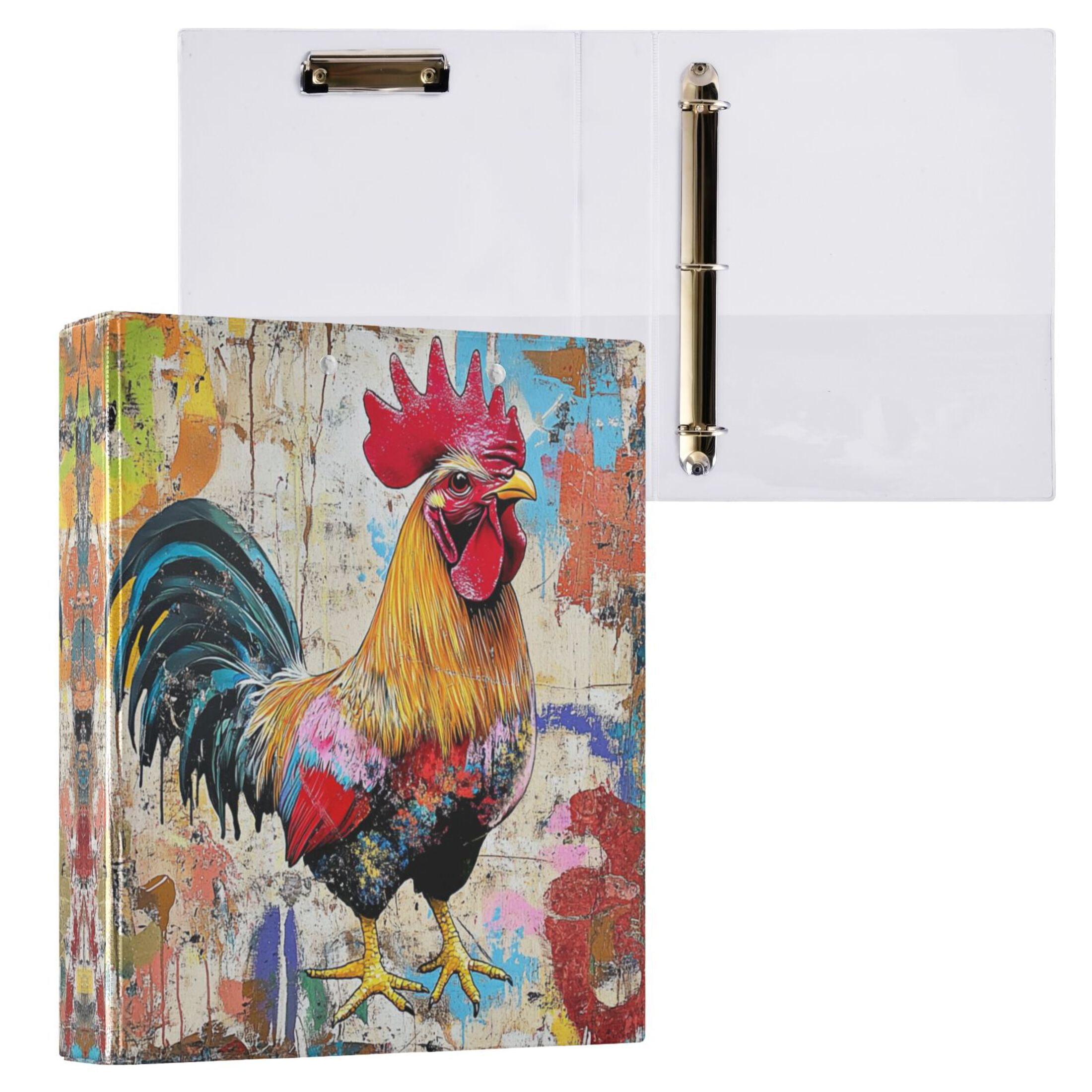 Colorful Rooster 3 Ring Hardcover Binders 1.5in Round Rings for Letter ...