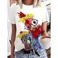 Colorful Rooster Couple Art Graphic Tee Unisex Cotton T-Shirt, Sizes S ...