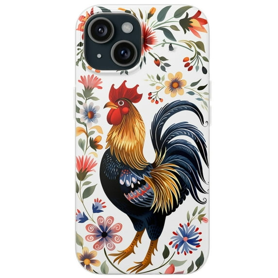 Colorful Rooster Folk Glow Phone Case Vibrant Farmhouse Pattern for ...