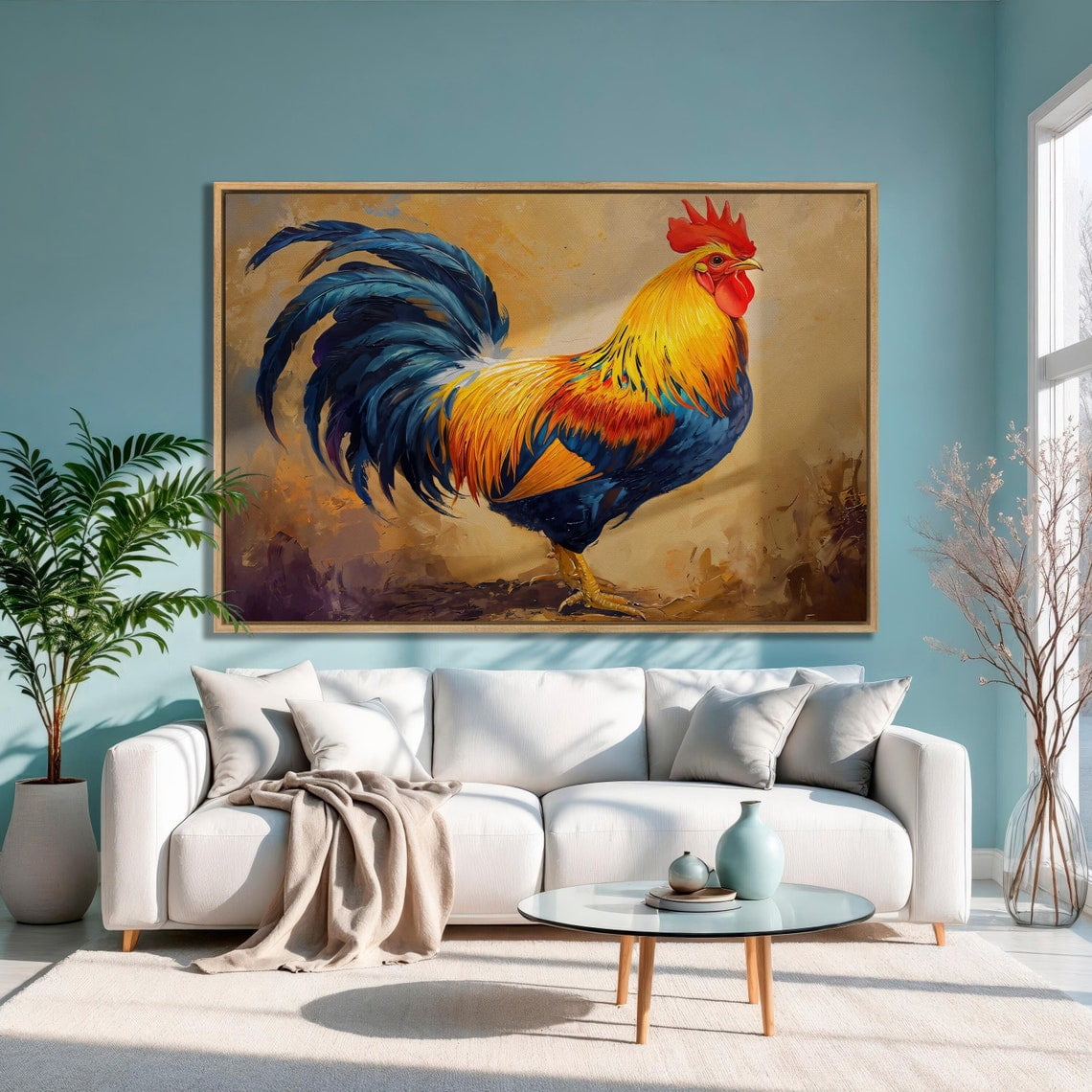 Colorful Rooster Poster, Rustic Wall Art UNFRAMED Poster, 24x36 ...
