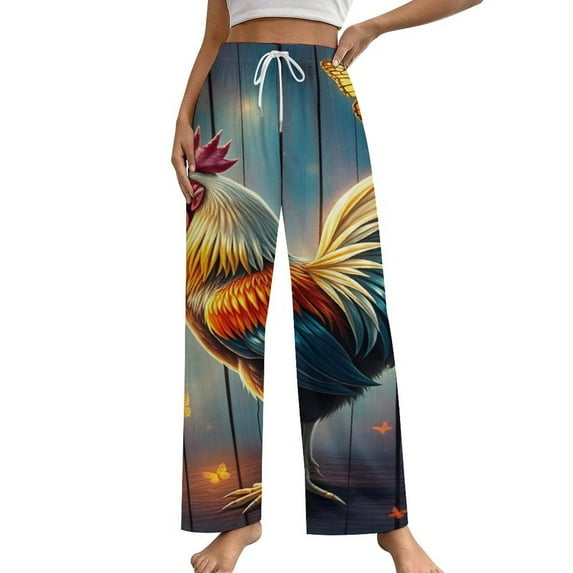 Colorful Rooster with Butterflies.(2) Women's Pajama Pants Trousers Ladies Loose Home - Walmart.com