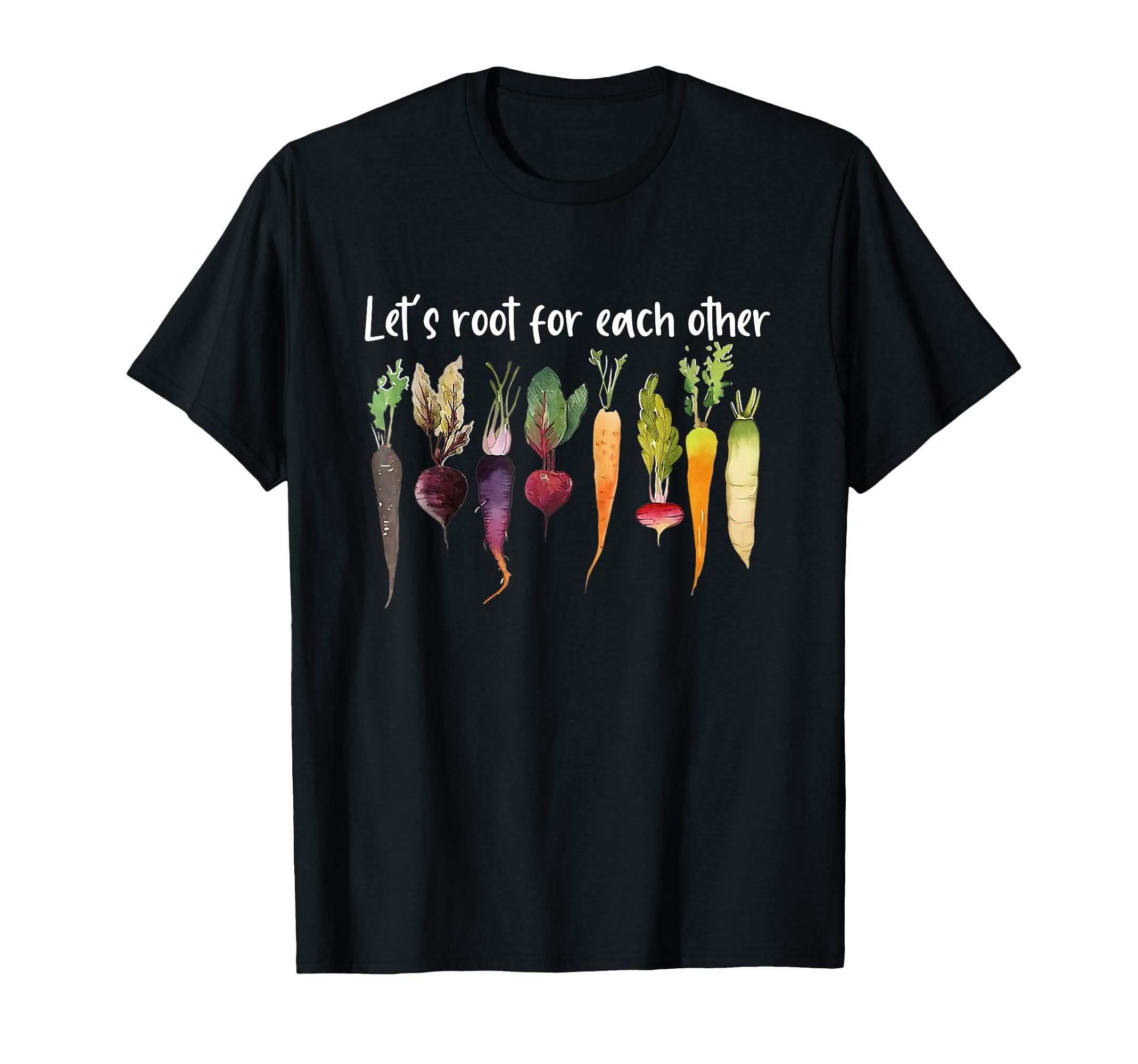 Colorful Root Vegetable Illustrations T-Shirt - Let's Root for Each ...