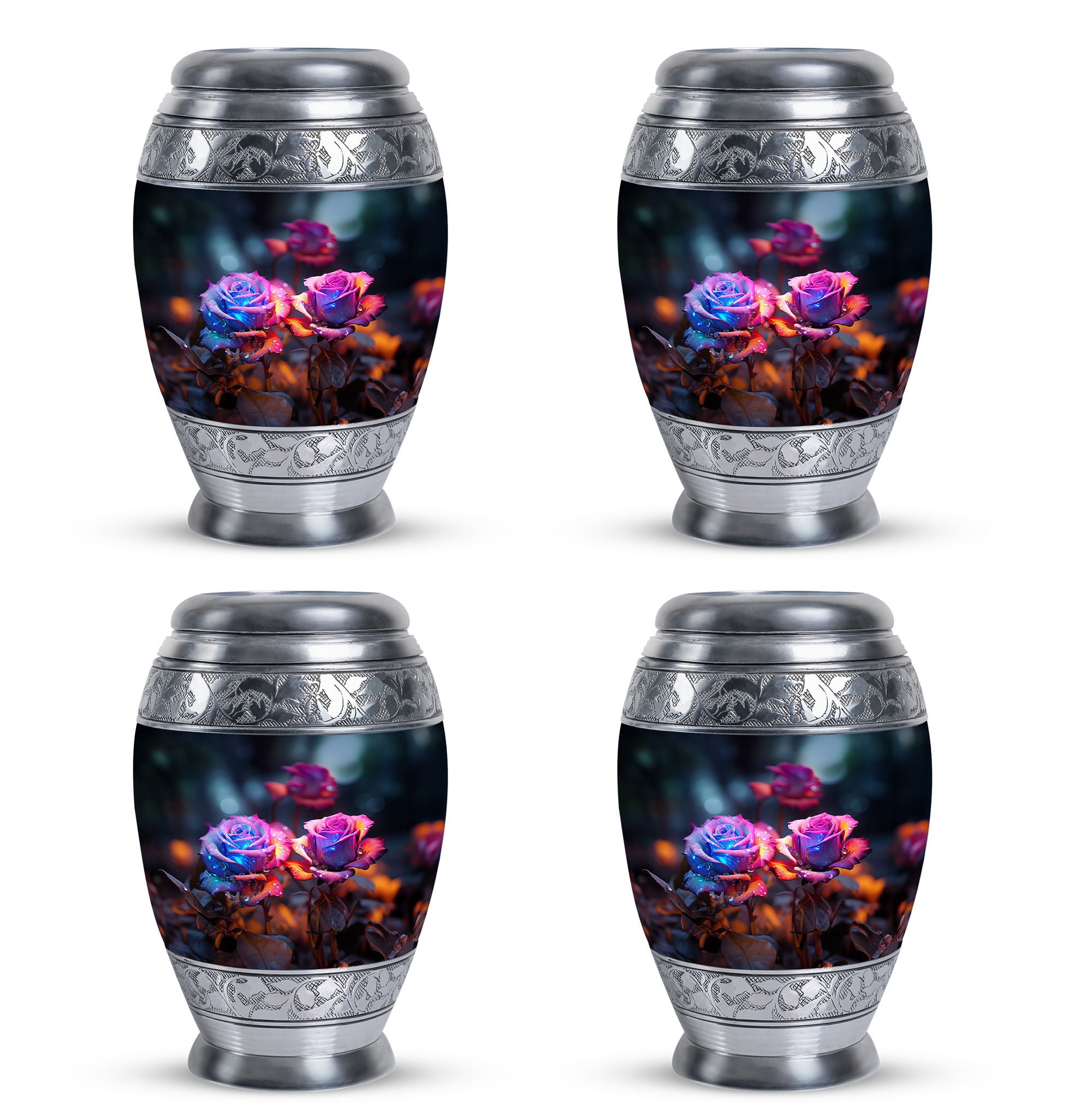 Colorful Rose Blooming With Dew - Funeral Urns For Human Ashes Adult ...