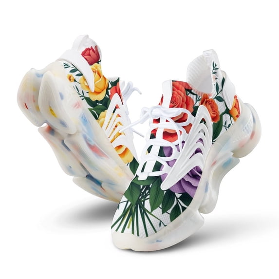 Colorful Rose Bouquet Illustration Vibrant Walking Shoes for Men Woman ...