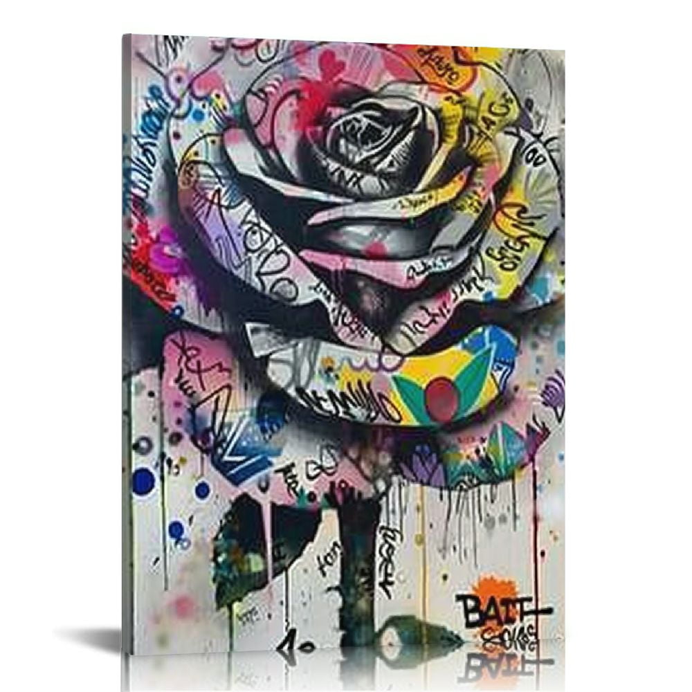 Colorful Rose Flower Graffiti Canvas Wall Art Poster Prints Flower ...