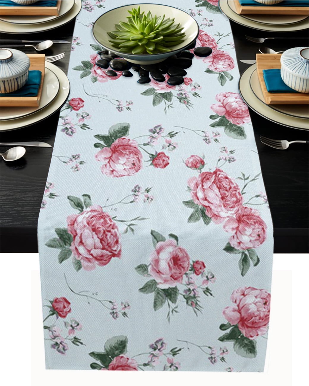 Colorful Rose Flower Modern Table Runners Cloth Holidays Party Wedding ...