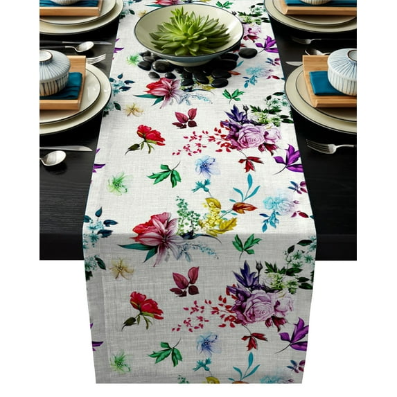 Colorful Rose Flower Modern Table Runners Cloth Holidays Party Wedding ...
