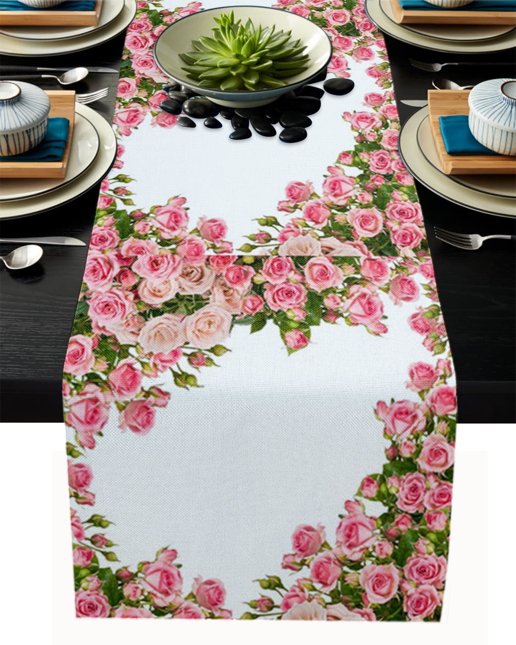 Colorful Rose Flower Modern Table Runners Cloth Holidays Party Wedding ...