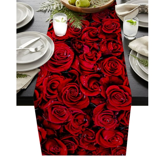 Colorful Rose Flower Modern Table Runners Cloth Holidays Party Wedding ...