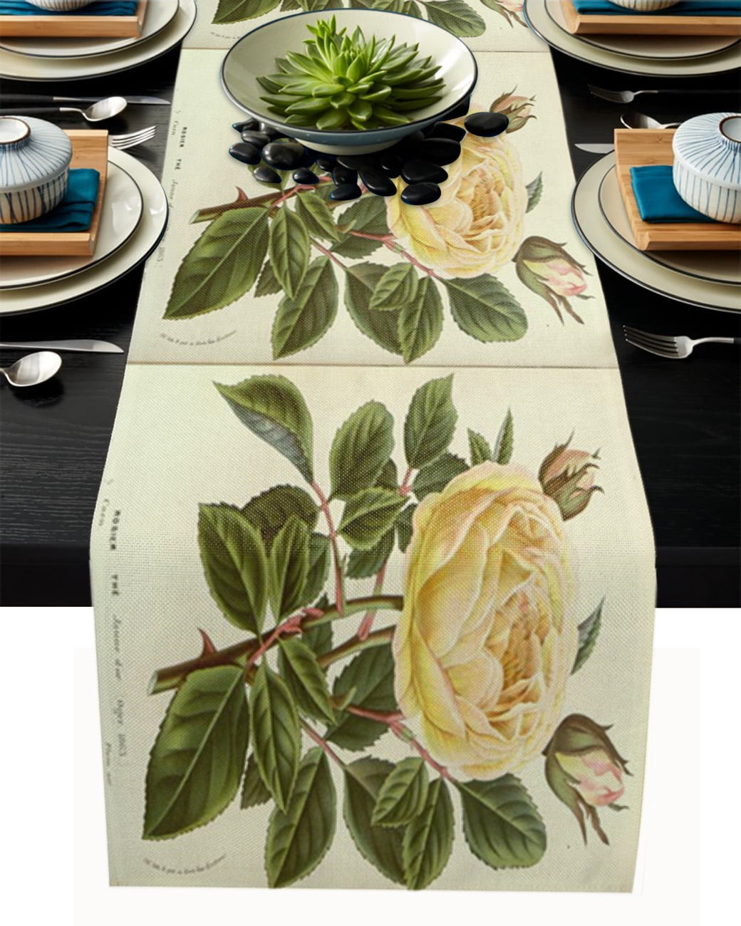 Colorful Rose Flower Modern Table Runners Mat Coasters Holidays Party ...