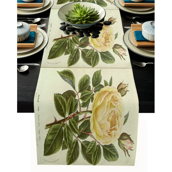 Colorful Rose Flower Modern Table Runners Mat Coasters Holidays Party ...