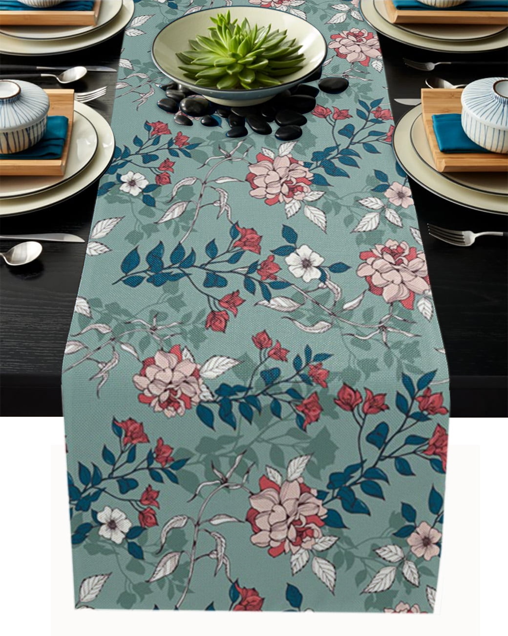 Colorful Rose Flower Modern Table Runners Mat Coasters Holidays Party ...
