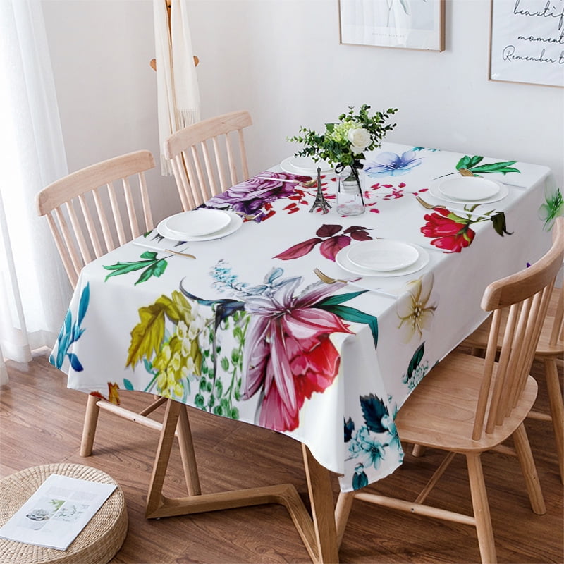Colorful Rose Flower Tablecloths Waterproof Kitchen Items Coffee Table ...