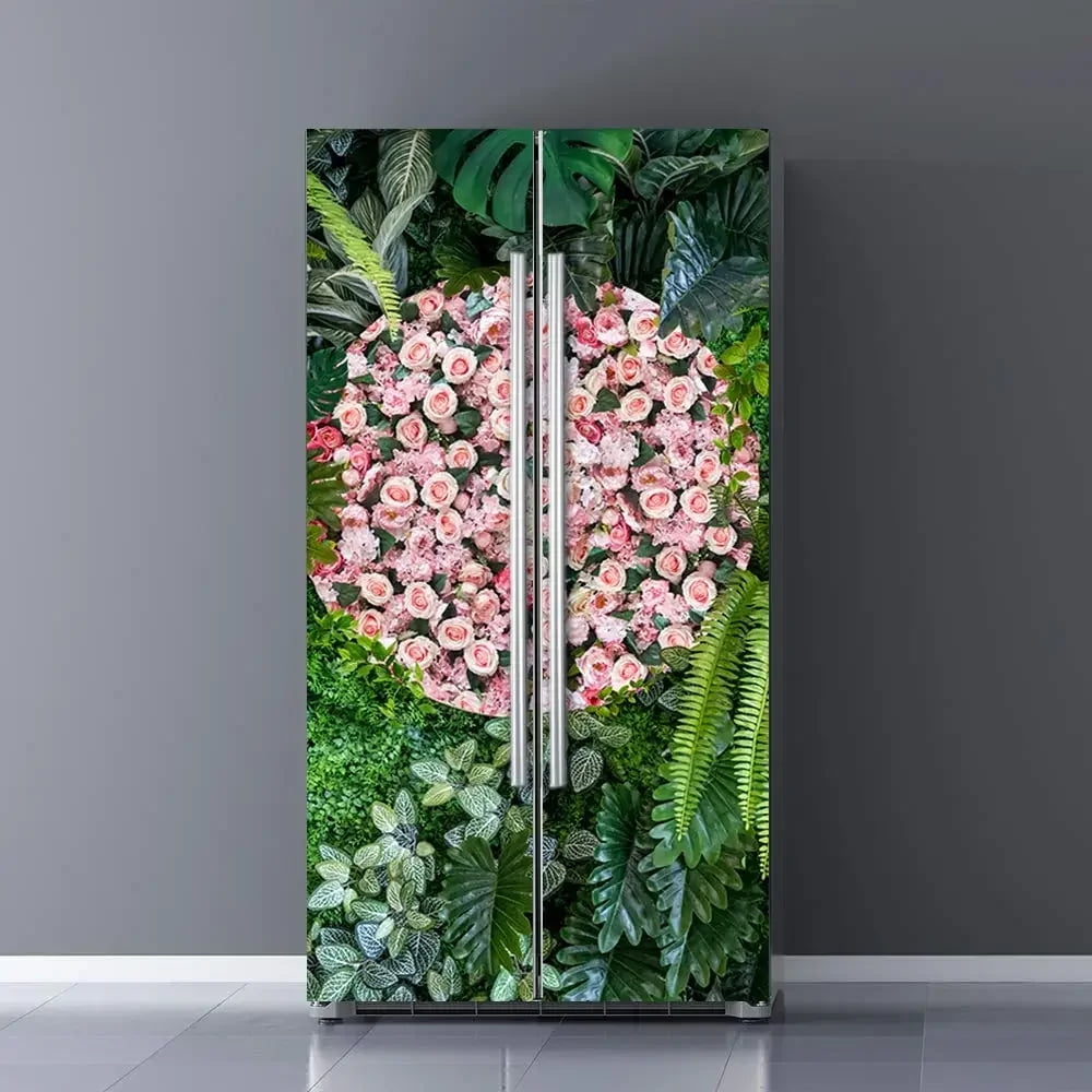 Colorful Rose Refrigerator Stick Pink Romantic Flowers Fridge Sticker ...