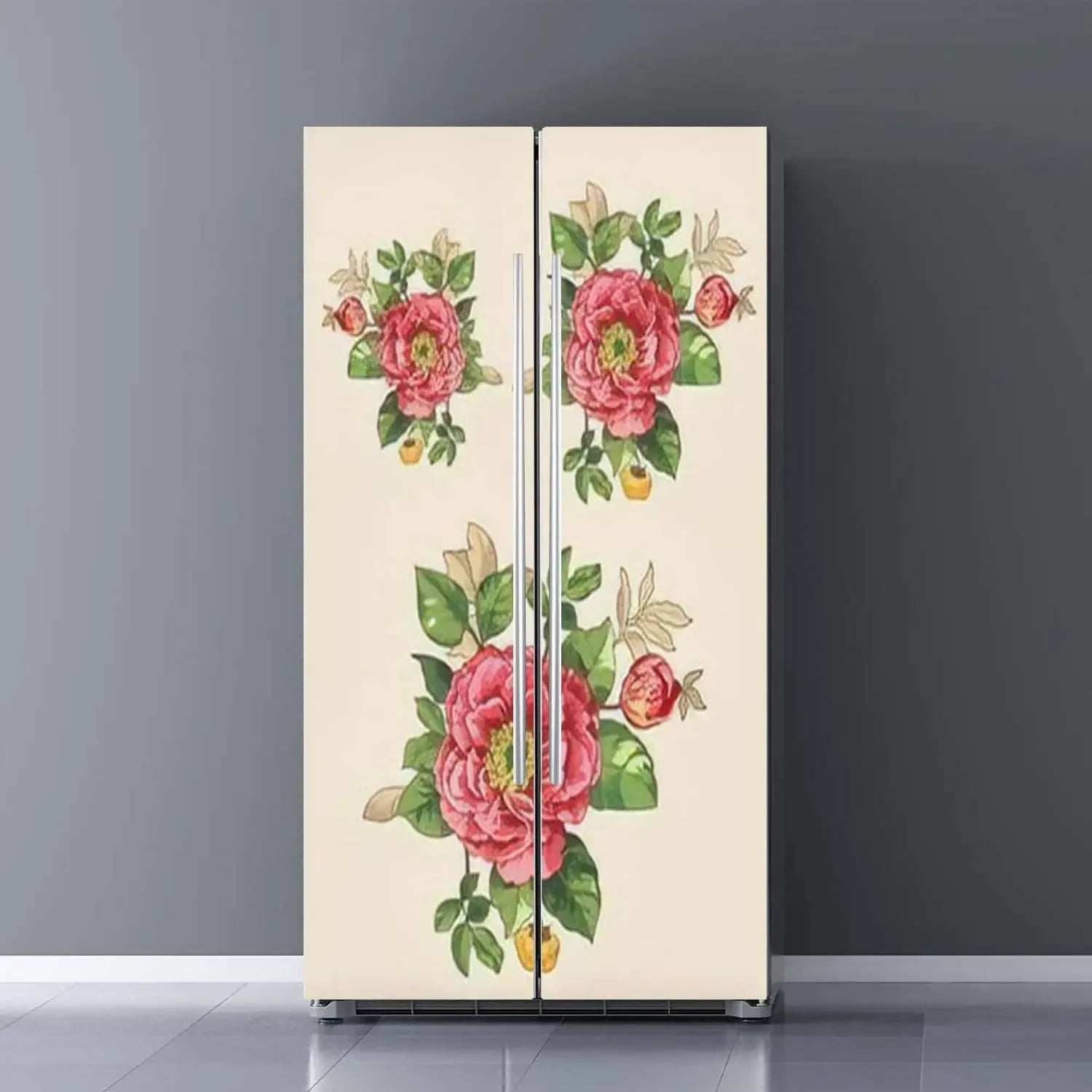 Colorful Rose Refrigerator Stick Pink Romantic Flowers Fridge Sticker ...